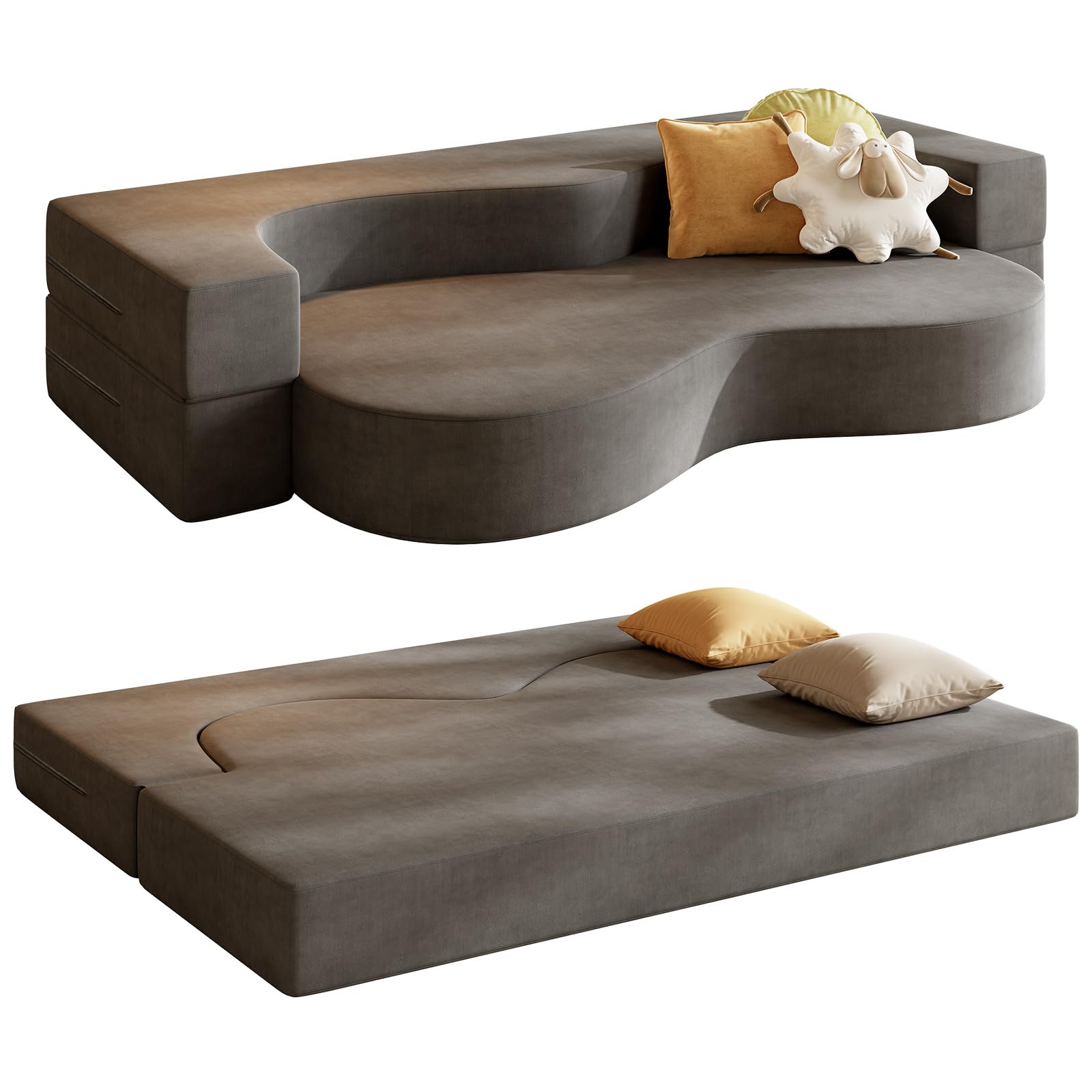 Amazon.com: Vivaadecor Folding Sofa Bed, Queen Velvet Floor Sofa Bed, 3 ...