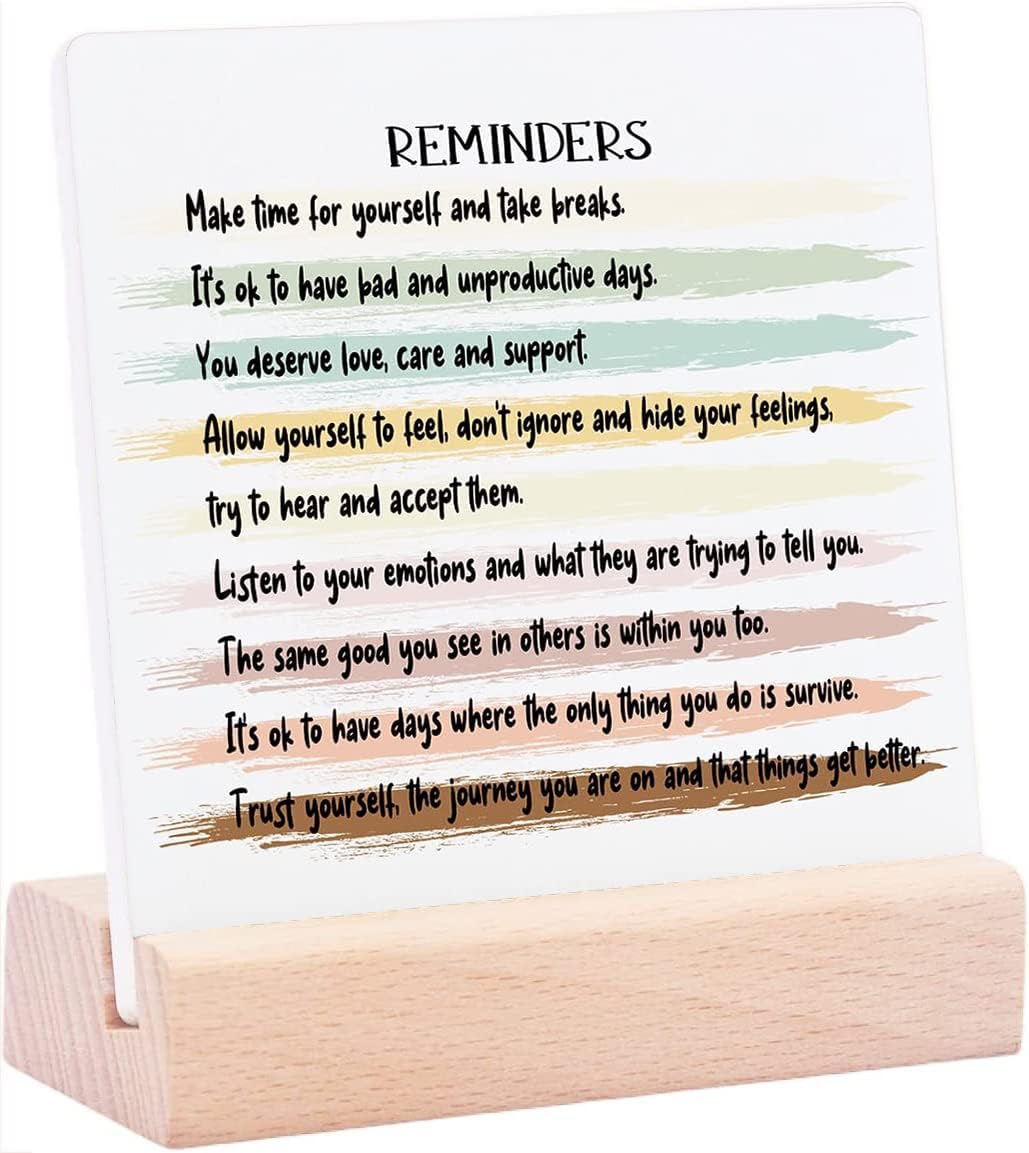 Amazon.com: Mental Health Reminders Sign Decor Inspirational Desk Quote ...