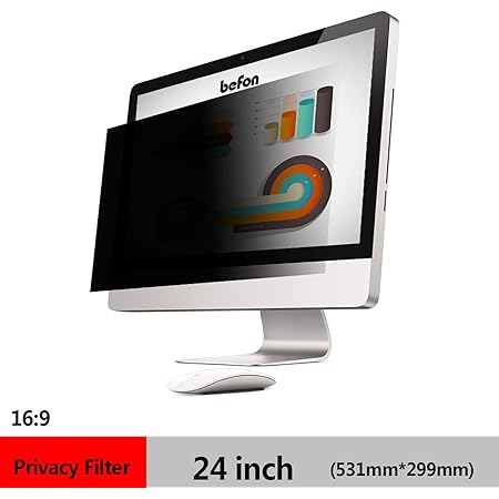 POHEC Privacy Filter. Anti-spy Privacy Screen for 24 Inch Monitor 16:9 ...