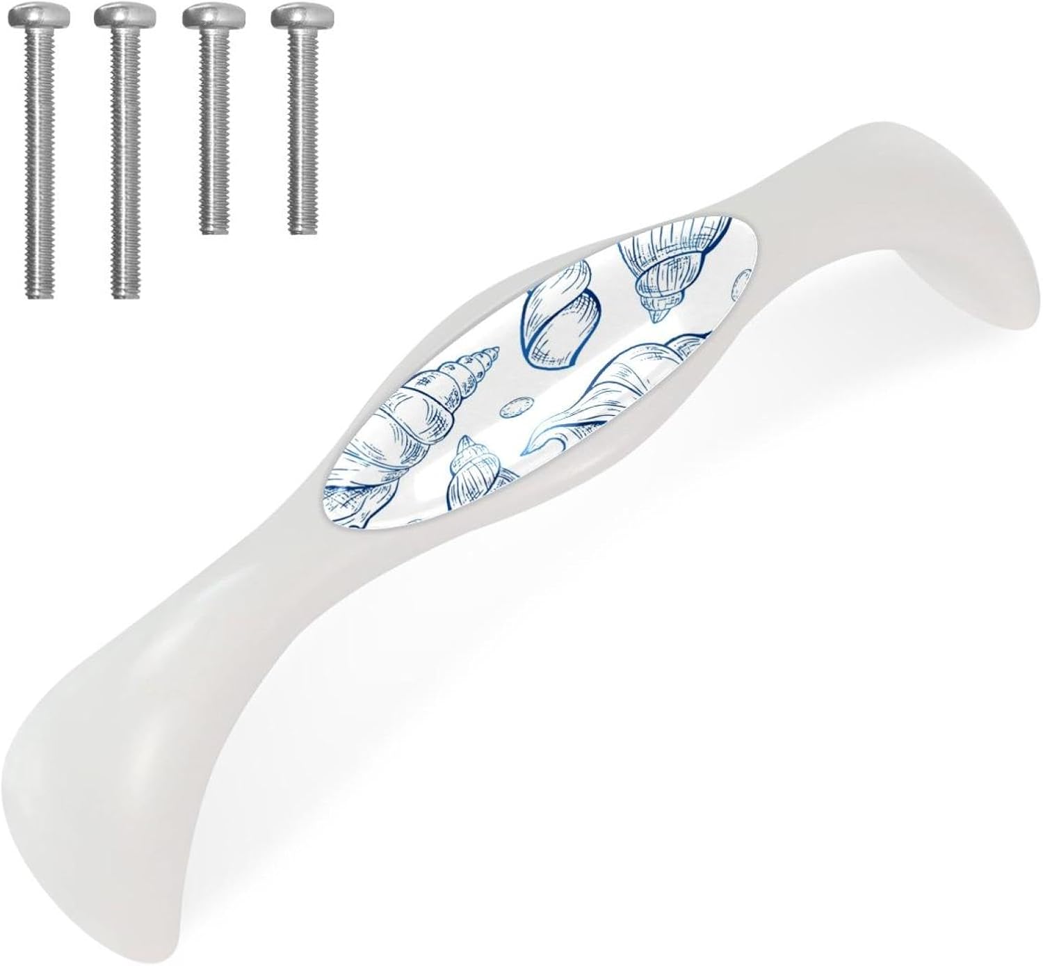 KikandKo 4 Pack Cabinet Handles Ocean Shells, White Cabinet Pulls ...