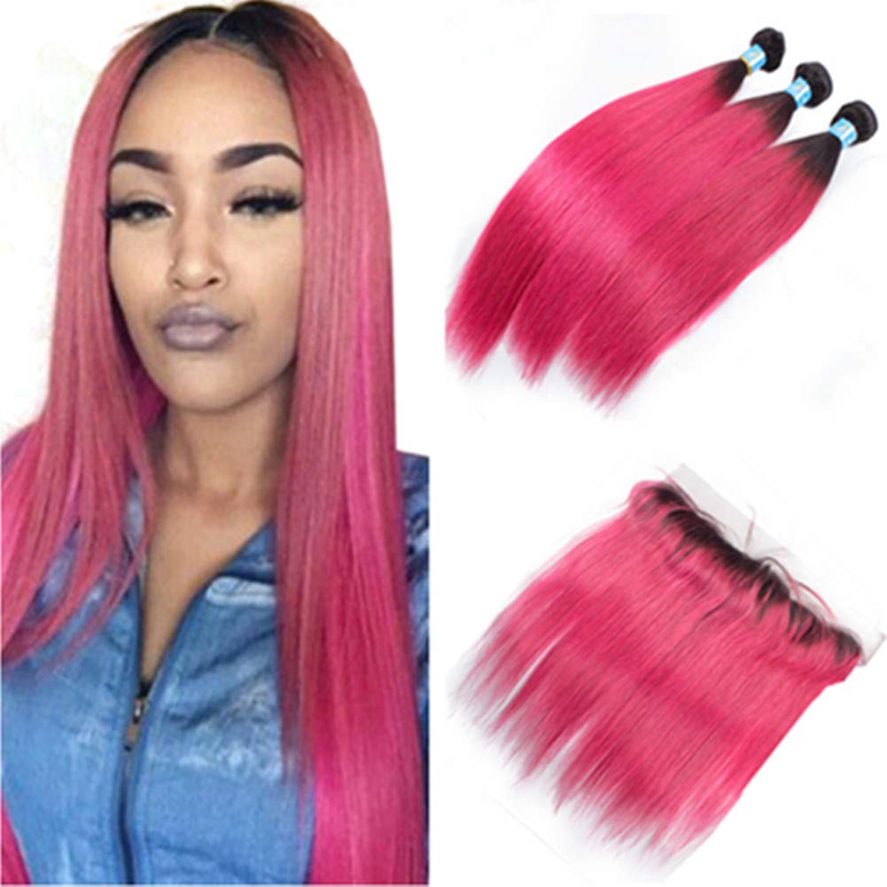Black Hair Hot Pink Tips