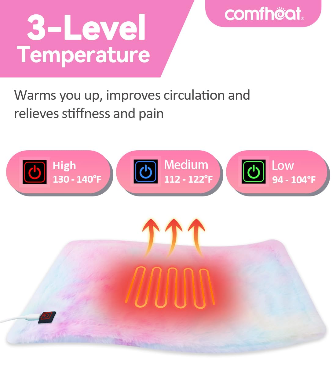 Snapklik.com : Comfheat USB Heating Pad, 5V Heated Travel Pads For Car ...