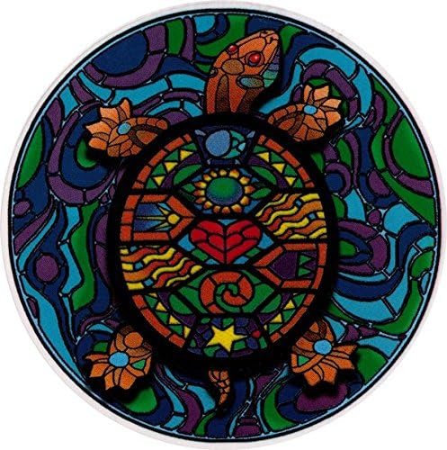 Amazon.com: Stained Glass Turtle - Window Sticker/Decal - Circular 4.5 ...