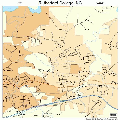 Amazon.com: Large Street & Road Map of Rutherford College, North ...
