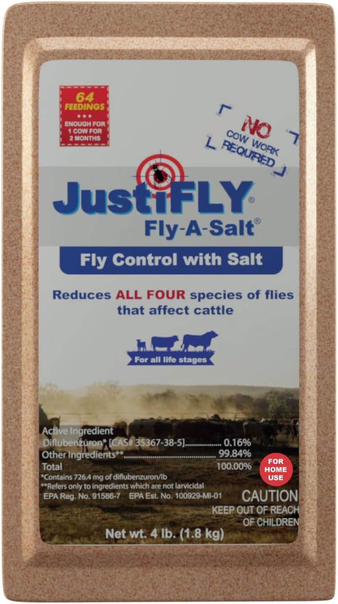 Amazon.com: JustiFLY Fly-A-Salt Cattle Fly Control Block with Salt, 4 ...