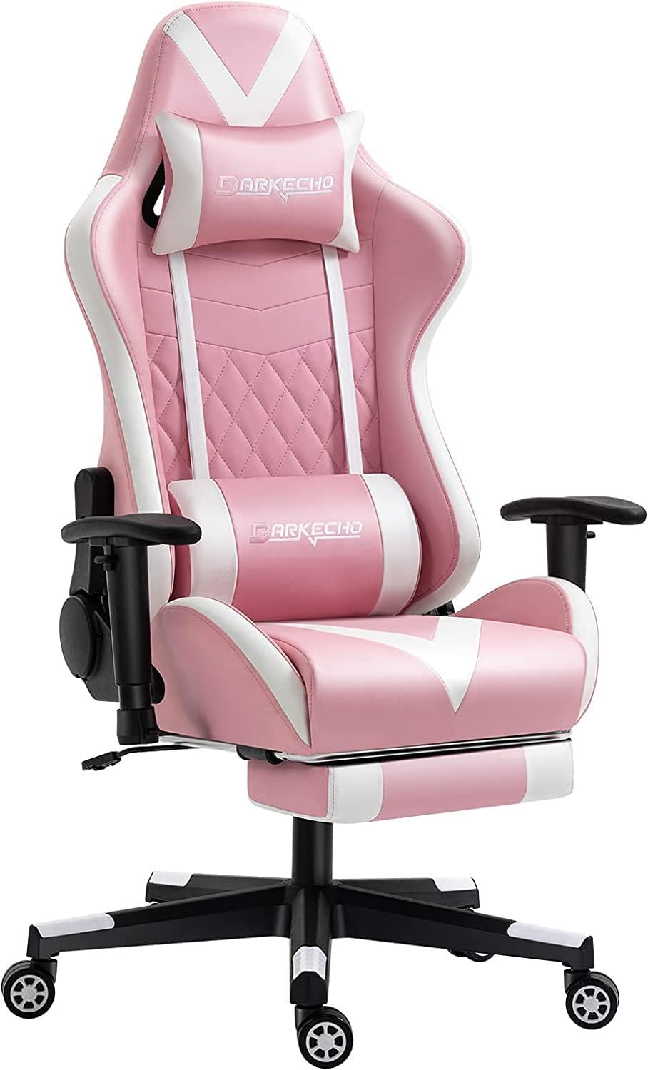 Amazon.com: Pink Gaming Chair with Footrest Massage Racing Office ...