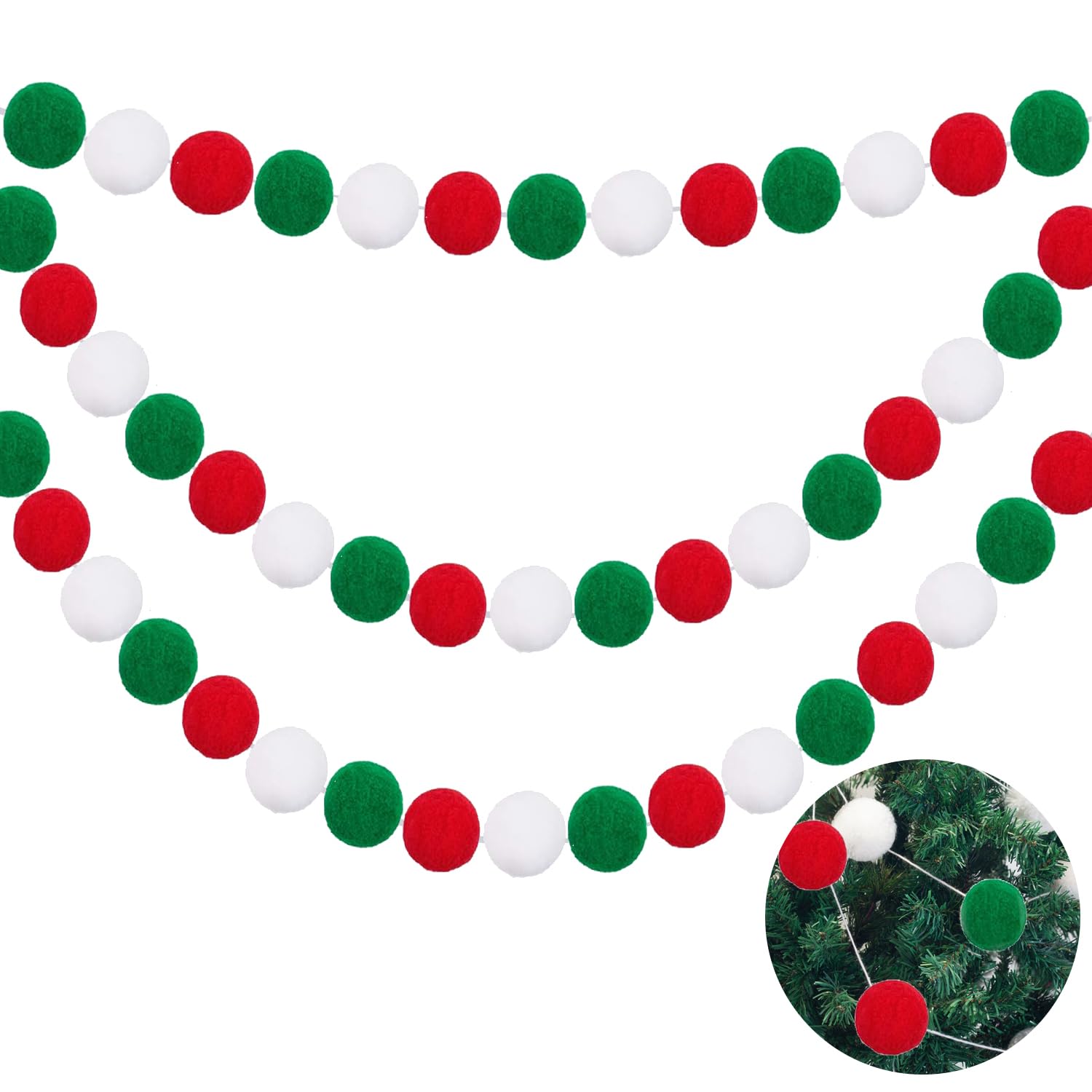 Amazon.com: 3Pieces Wool Felt Ball Garland Colorful Pom Pom Garland ...