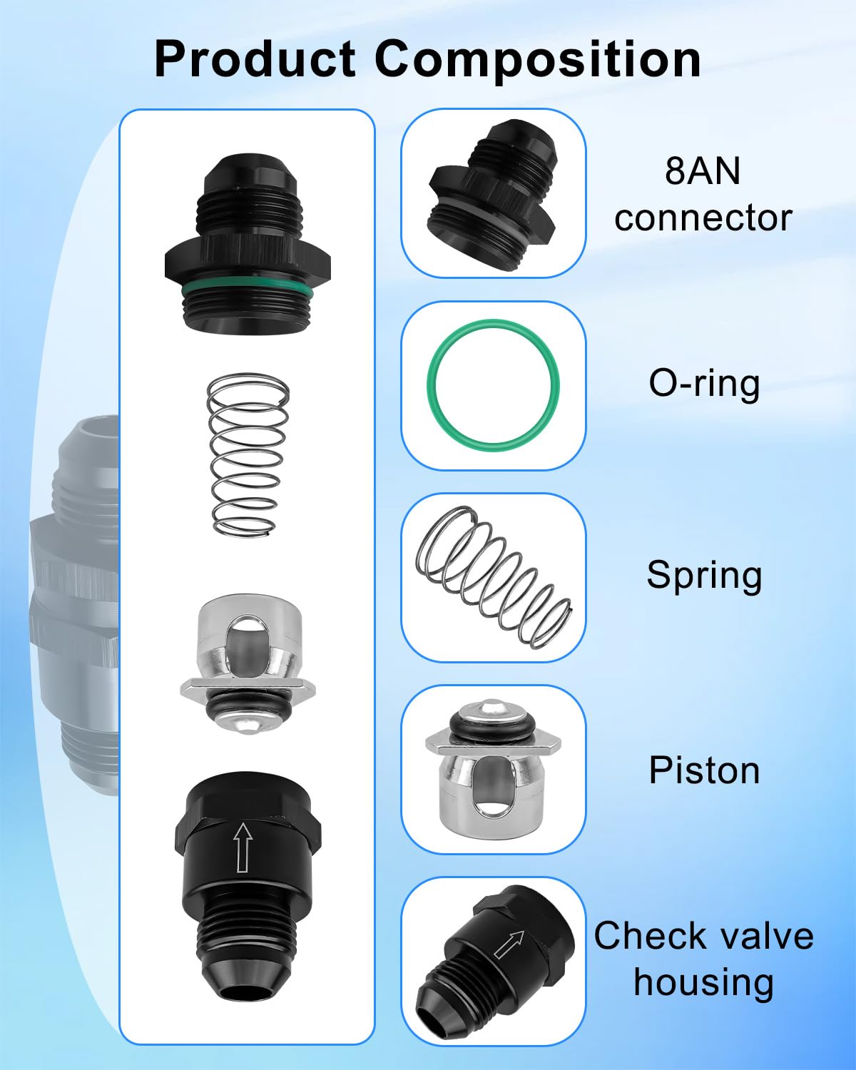 Snapklik.com : 8AN Fuel Check Valve, Male 3/4-16 Thread Check Valve ...