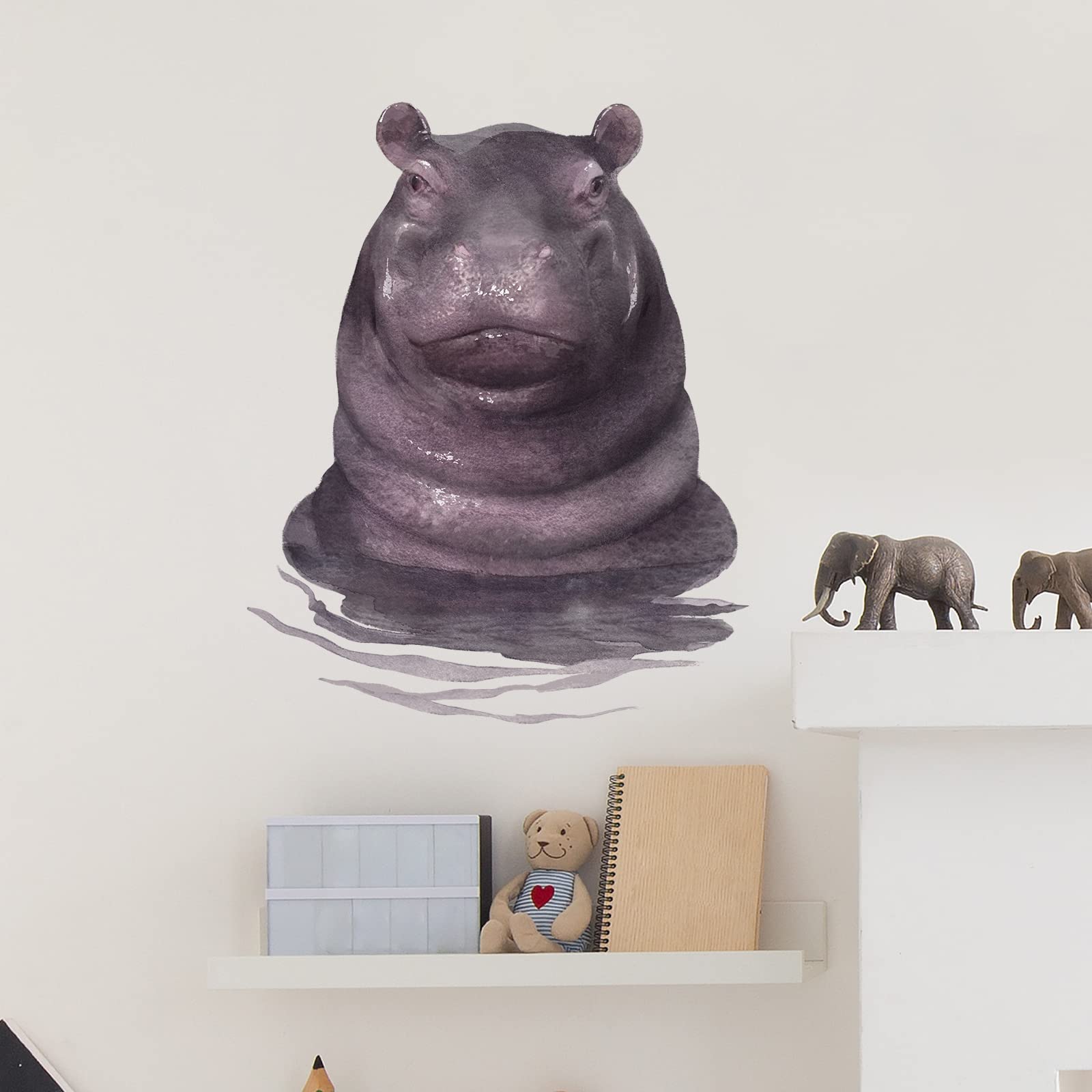 Amazon.com: RoyoLam Lifelike Hippo in the Water Wall Decal Nursery ...