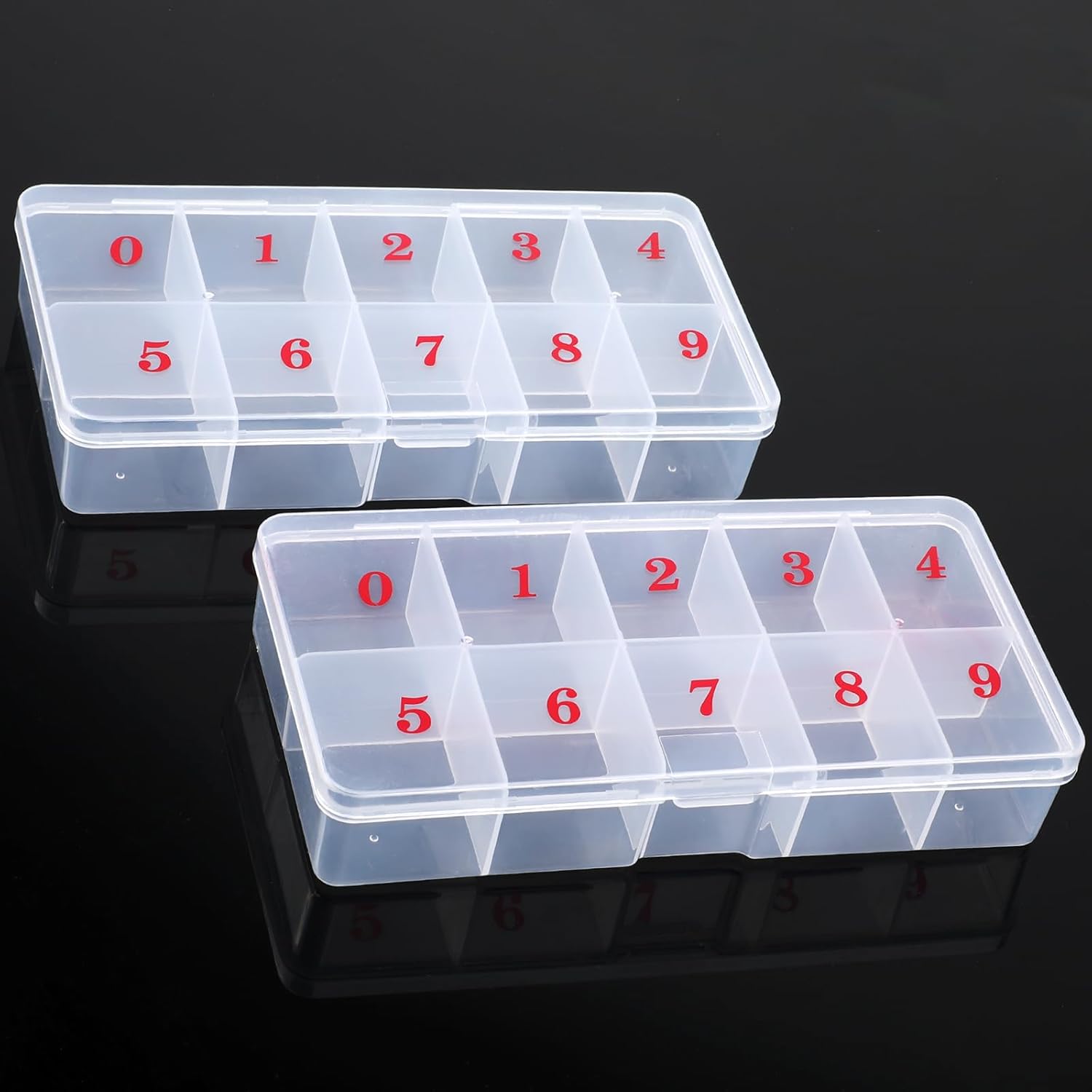 Amazon.com: Mozeat Lens 2 Pieces Nail Tip Box Plastic Nail Organizer ...