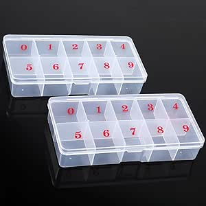 Amazon.com: Mozeat Lens 2 Pieces Nail Tip Box Plastic Nail Organizer ...