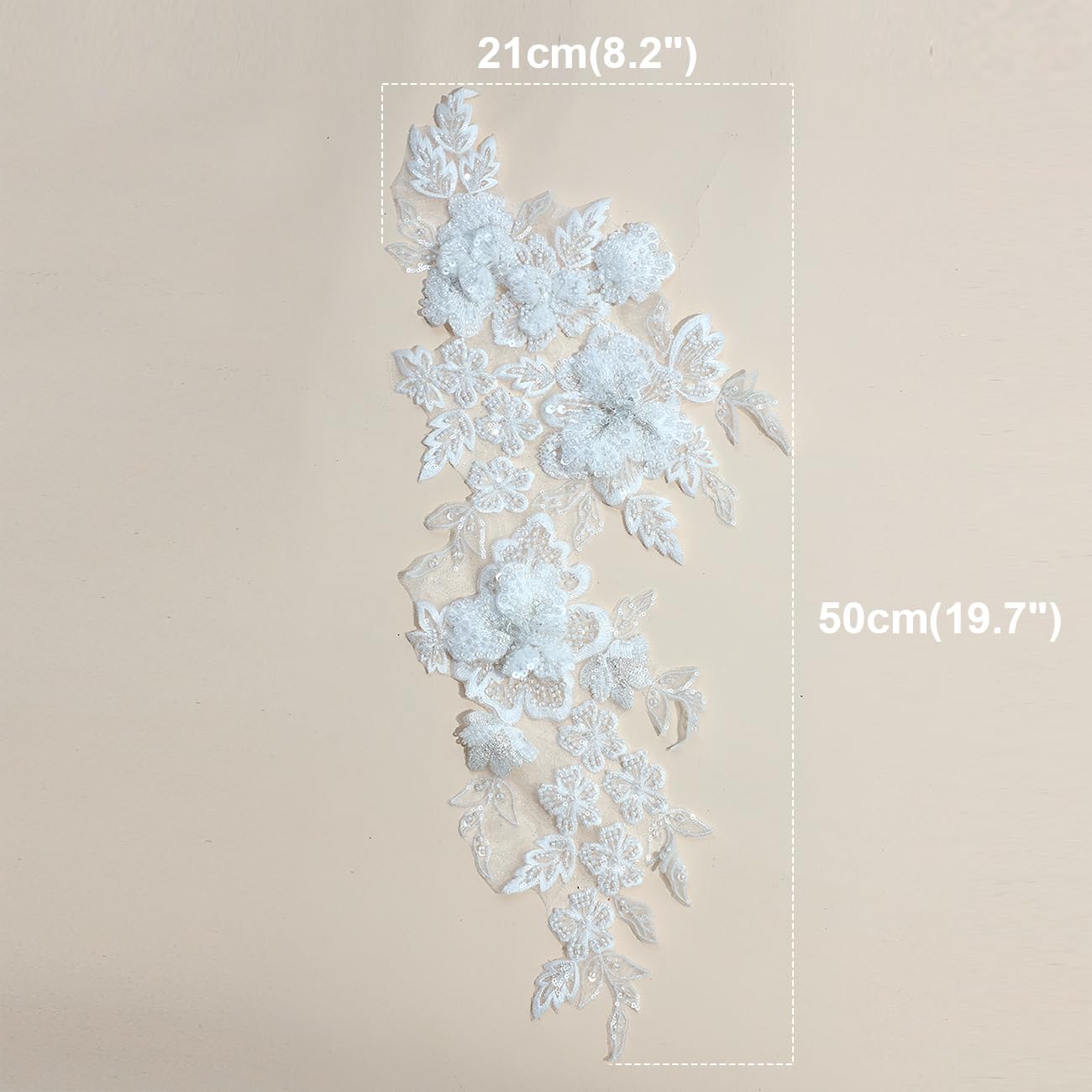 Snapklik.com : HHQ Bead Floral Applique For Wedding Dress Sequins Embroidery Lace Appliques For ...