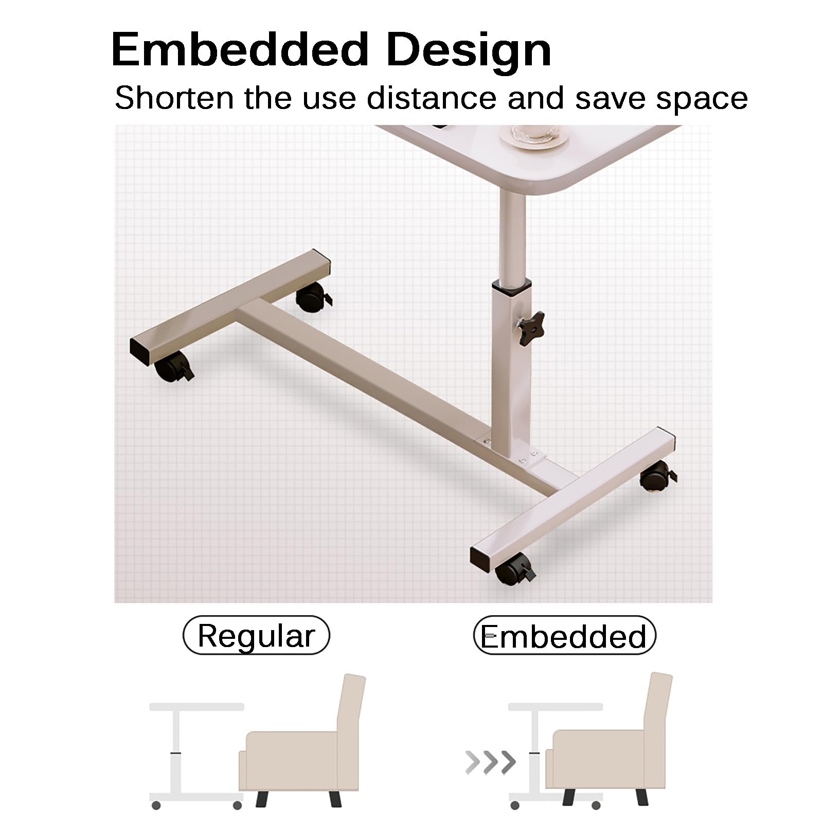 Birou, WALALLA, Cu roti, Ajustabil, 55x32cm, Alb - eMAG.ro