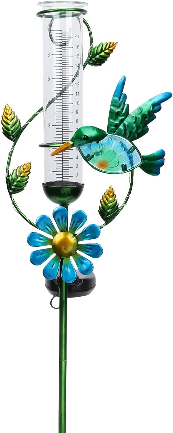 Amazon.com : MUMTOP Rain Gauge Outdoor, Solar Powered Decorative Metal ...