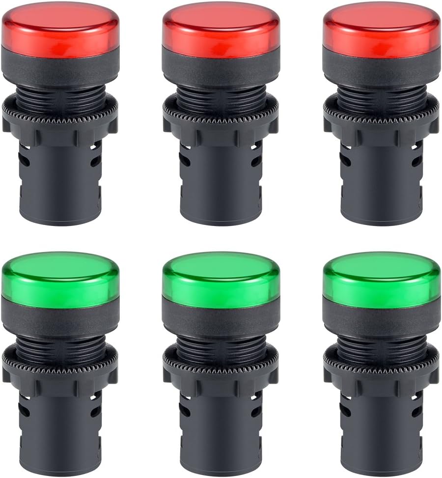 Amazon.com: uxcell 2Pcs Red Green Indicator Light AC/DC 110V, 22mm ...
