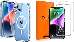 Amazon.com: TAURI iPhone 13/14 Magnetic Case and Tempered Glass Screen ...