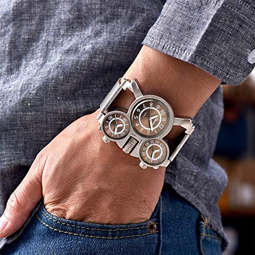 Avaner Men's Big Face Unique Military Quartz Three Analog Dails Wrist ...