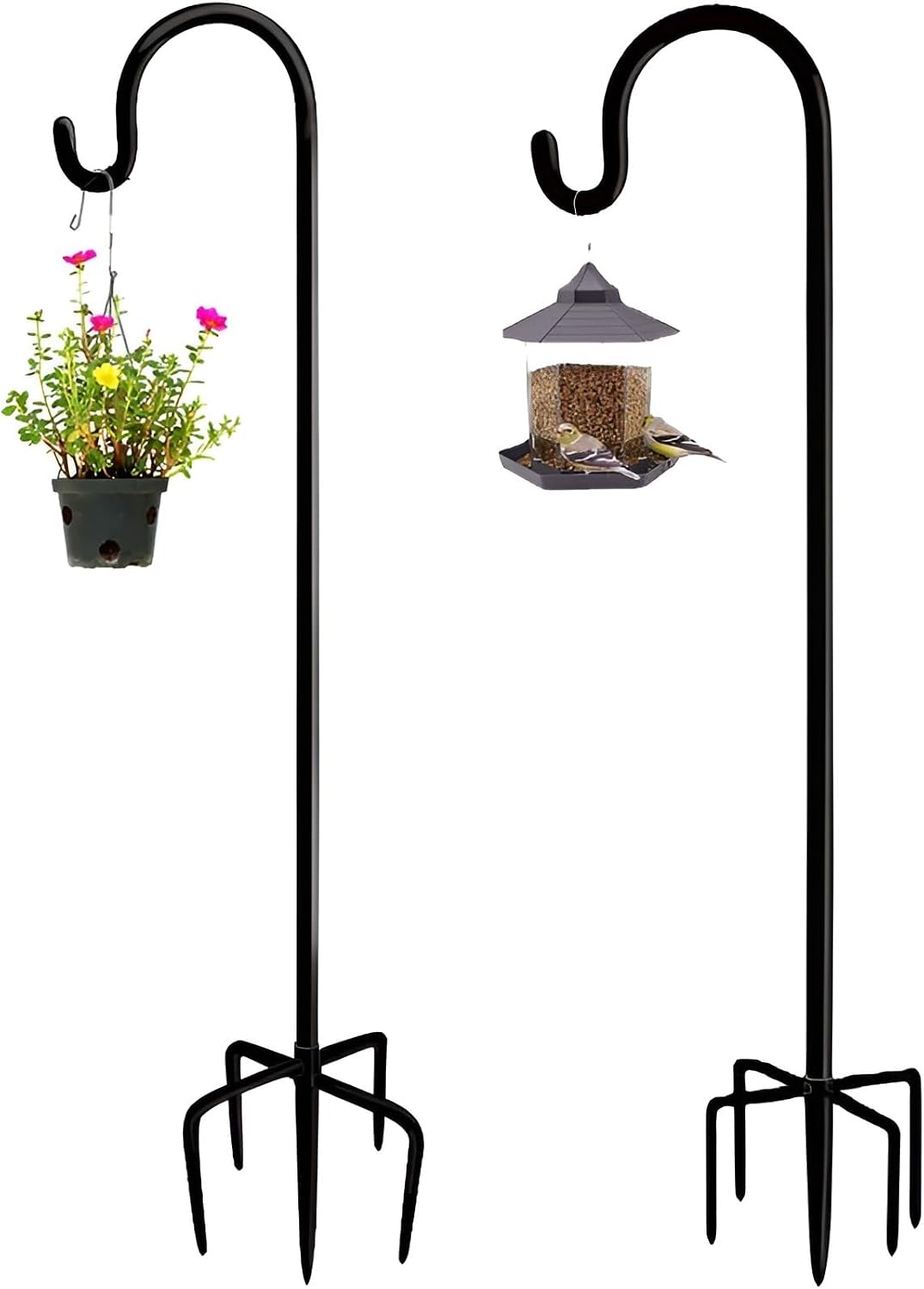 2 Pcs Shepherd Hooks,Sturdy Metal Bird Feeder Pole Stand, Garden ...