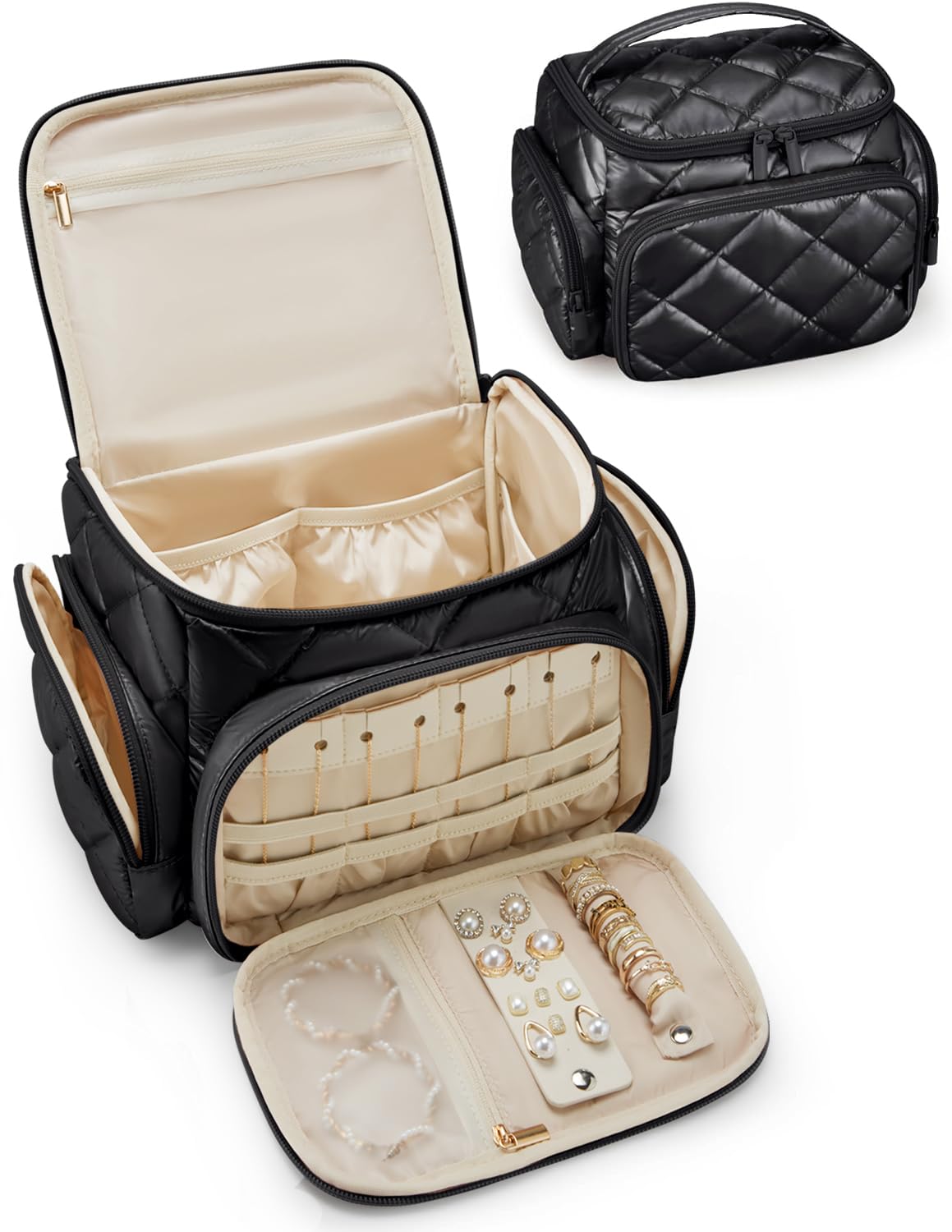 Amazon.com: BAGSMART Travel Makeup Bag with Jewelry Organizer, Large ...