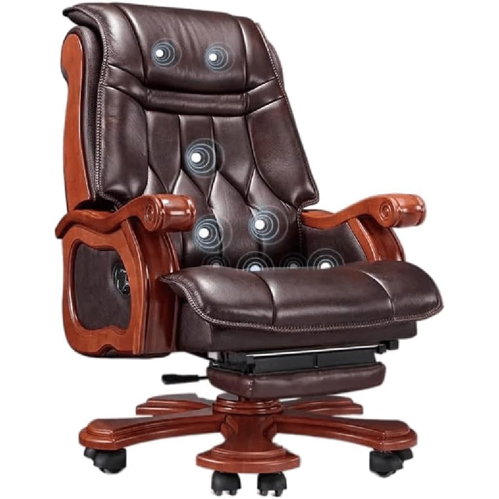 Amazon.com: HIONJIN Office Chair Recliner Leather Ergonomic Manager and ...