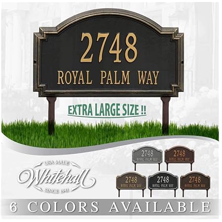 Amazon.com: Personalized Cast Metal Address plaque - LAWN MOUNTED ...