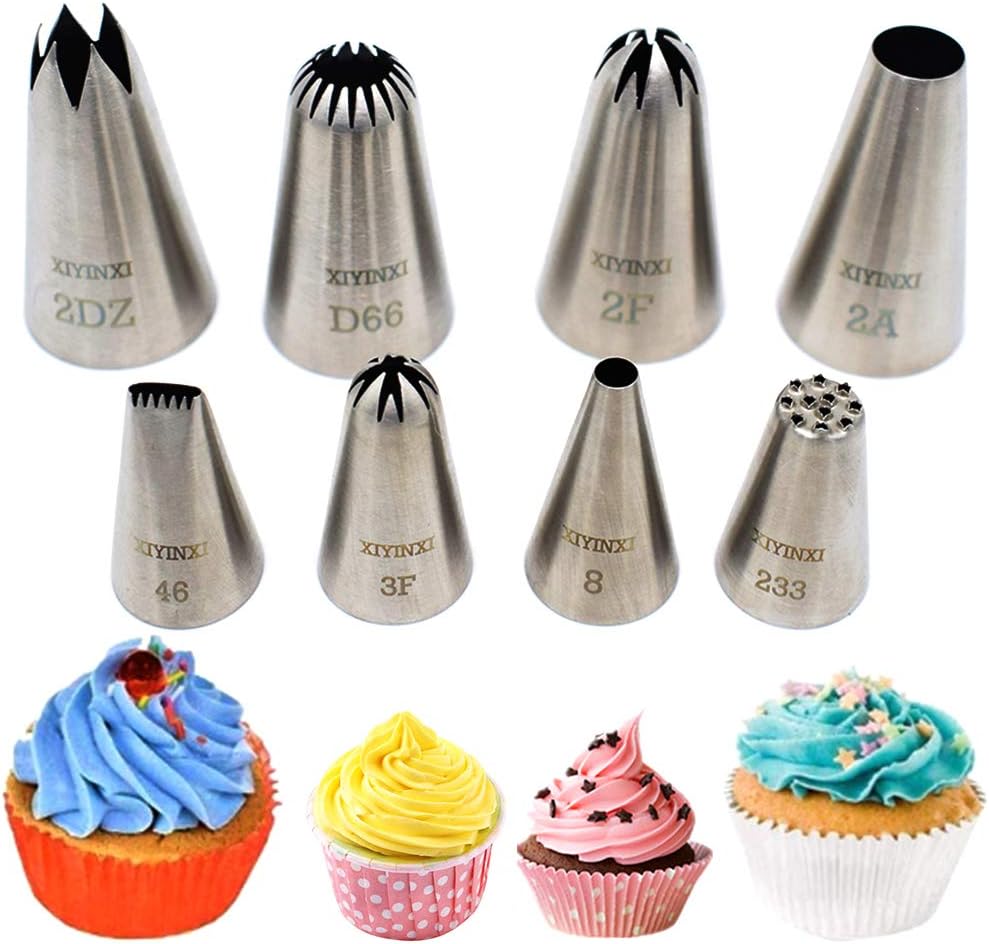 Amazon.com: XIYINXI Open Star Piping Tips, 8 Pack Stainless Steel Large ...