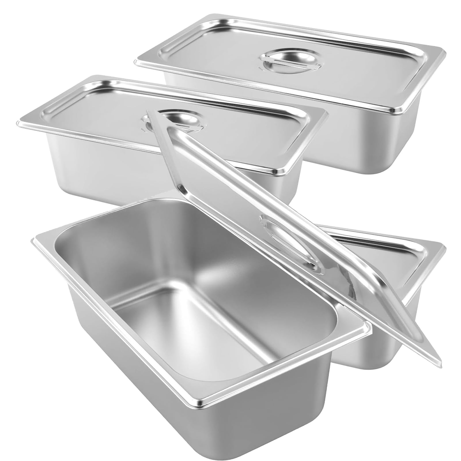 Snapklik.com : HOIGON 4 Pack 1/3 Size Steam Table Pans