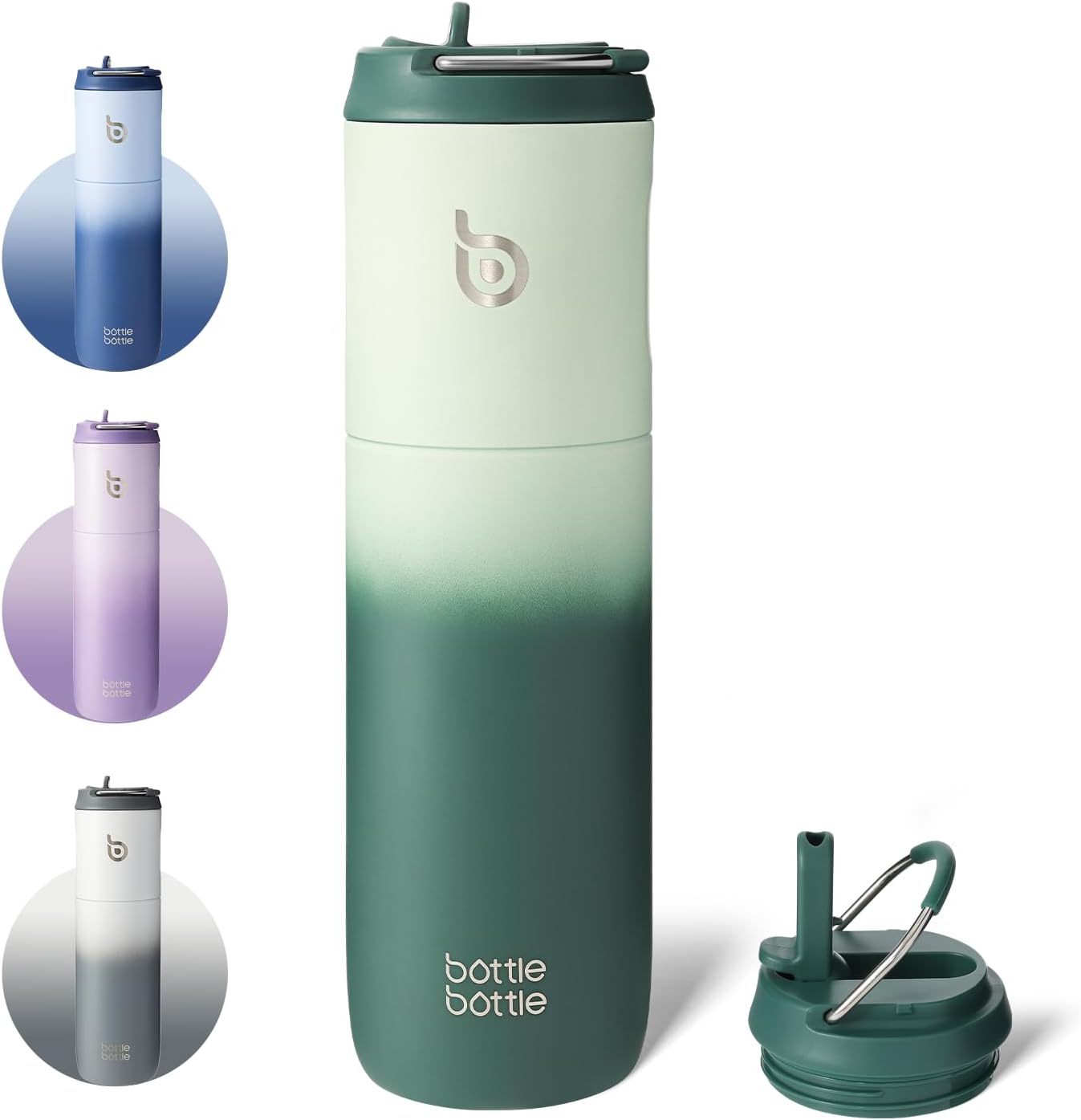 BOTTLE BOTTLE Isolierte Trinkflasche 680 ml(24oz) mit Strohhalm, Deckel ...