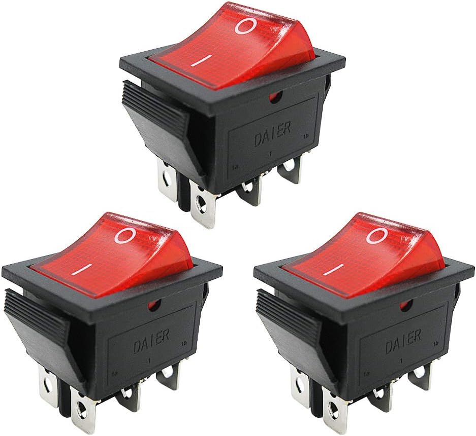 mxuteuk 3pcs AC 220V Red Light Illuminated Snap-in Boat Rocker Toggle ...