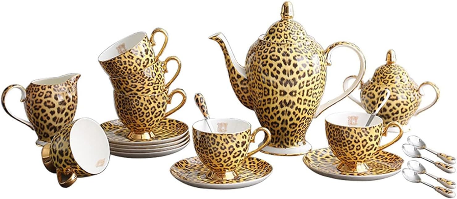 Amazon.com | KSZNZB Bone China Tea Set for 6 Adults, 21 Piece Porcelain ...