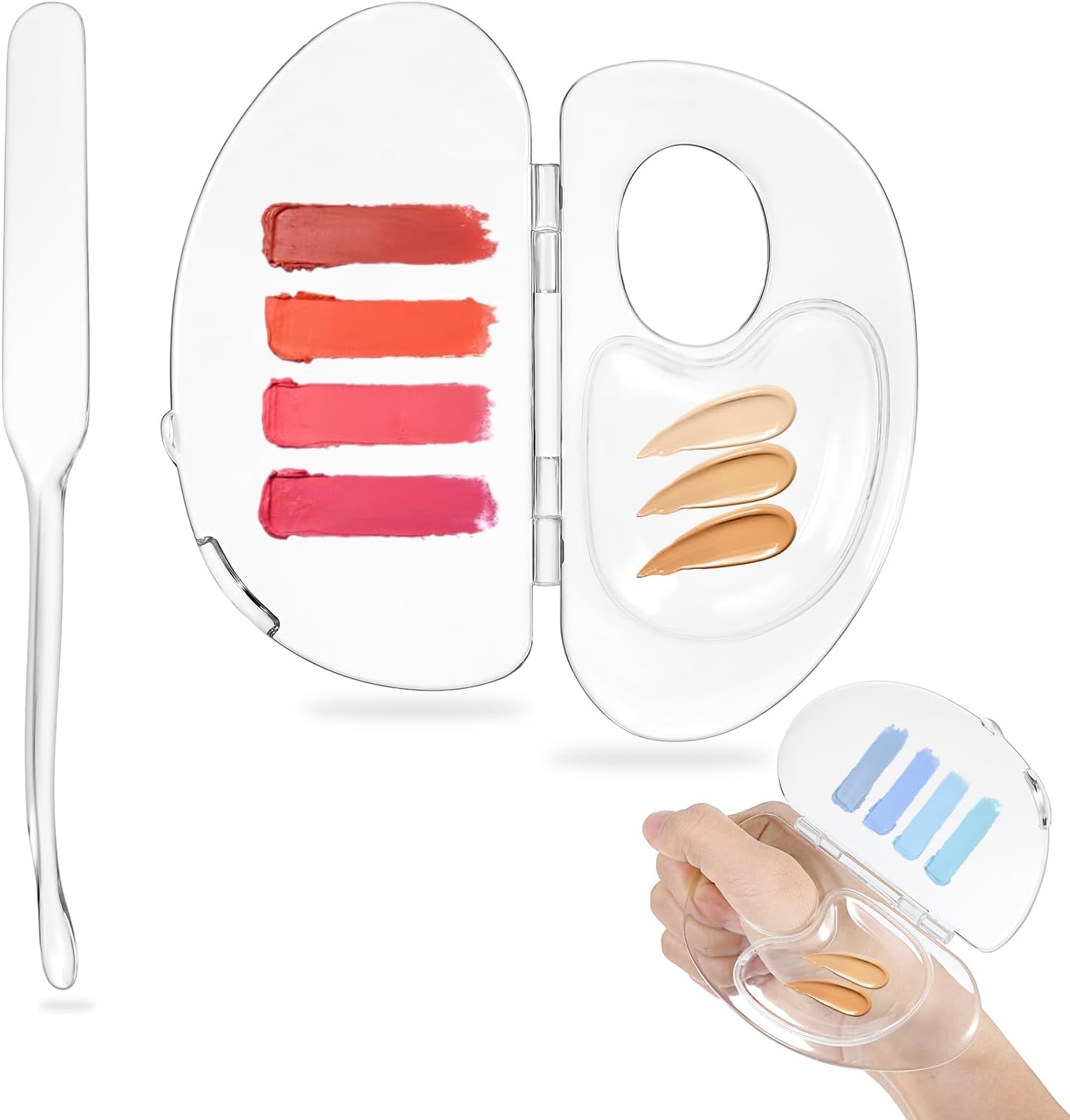 Amazon.com: Acrylic Cosmetic Makeup Palette, 4 In 2 Set Makeup Mixing ...