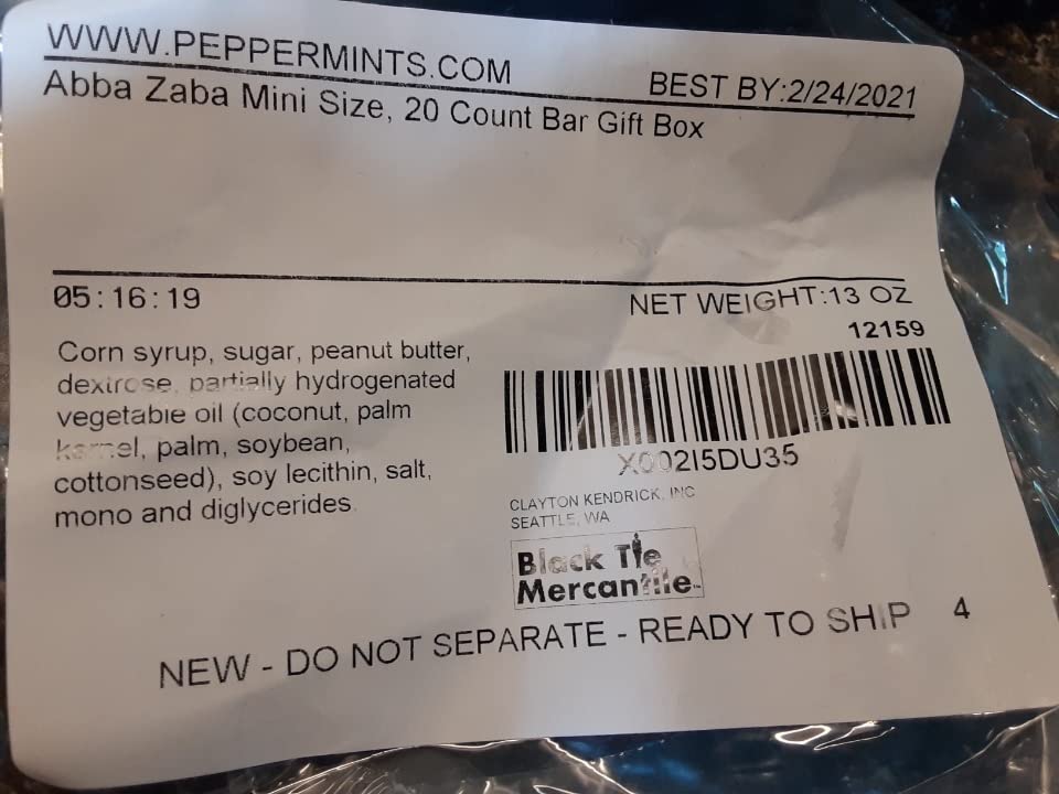 Amazon.com : Abba Zaba Mini Size, 20 Count Bar Gift Box : Gourmet Candy ...