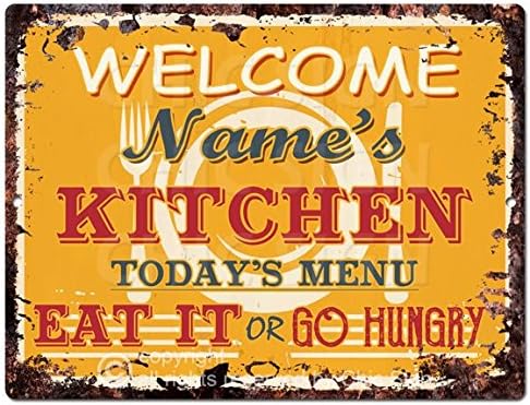 Amazon.com: Welcome Name's Kitchen Custom Personalized Tin Chic Sign ...