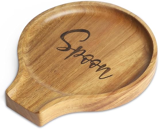 Amazon.com: LBEMEY Acacia Wood Spoon Rest For Stove Top- Smooth Round ...