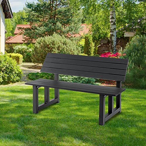 Snapklik.com : Aluminum Outdoor Convertible Bench Black, Total 400 LBS ...
