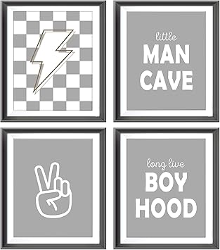 Amazon.com: Little Man Cave Retro Preppy Checkered Lightning Peace Sign ...