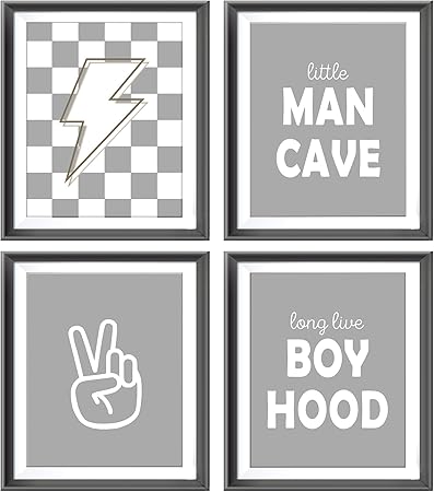 Amazon.com: Little Man Cave Retro Preppy Checkered Lightning Peace Sign ...