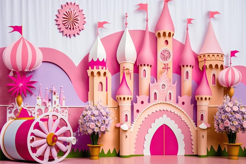 Amazon.com : DORCEV 10x8ft Fantasy Pink Castle Backdrops for ...