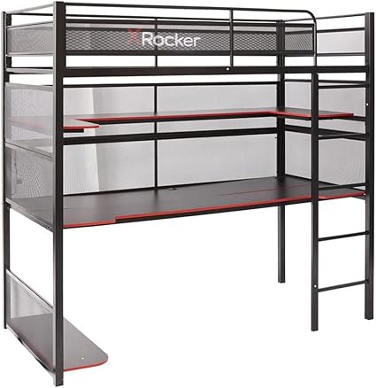 Amazon.com: X Rocker Contra Mid-Sleeper Gaming Bed, with TV Mount and ...