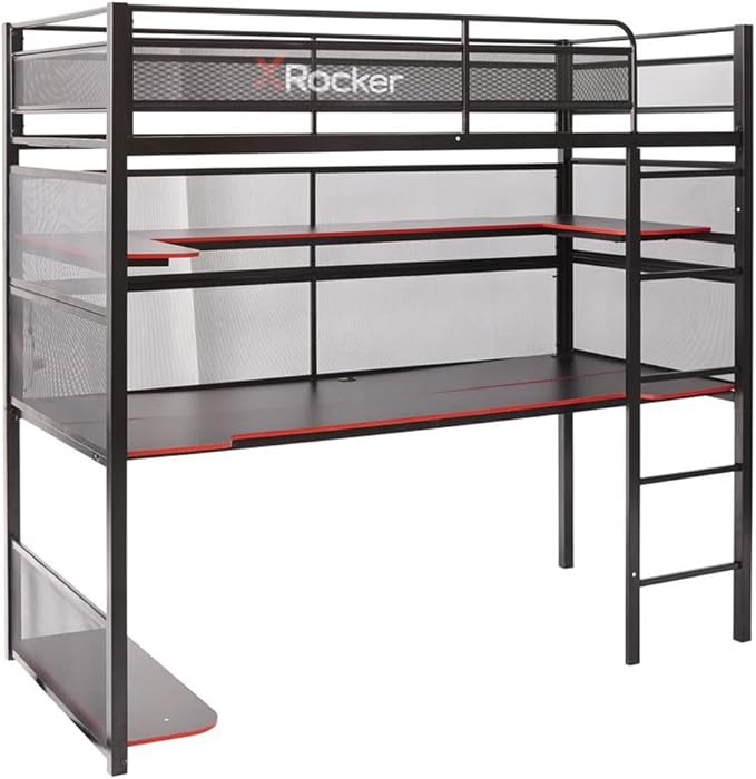 Amazon.com: X Rocker Contra Mid-Sleeper Gaming Bed, with TV Mount and ...