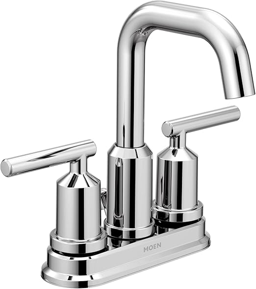 Moen Gibson Chrome Two-Handle Centerset High Arc Modern Bathroom Faucet ...