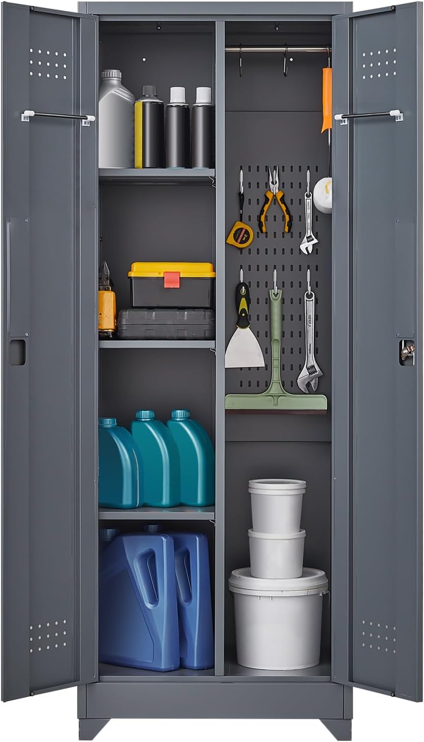 Amazon.com: LUCYPAL Broom Closet Storage Cabinet,65" H Cleaning Tool ...