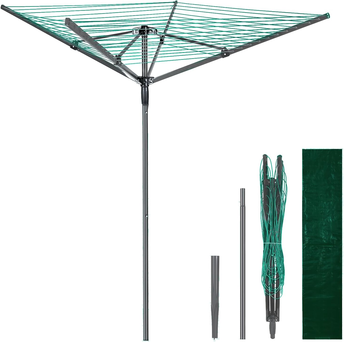 BETTER 30m 3 arm Steel Rotary Washing Line with Umbrella Clip Locking ...