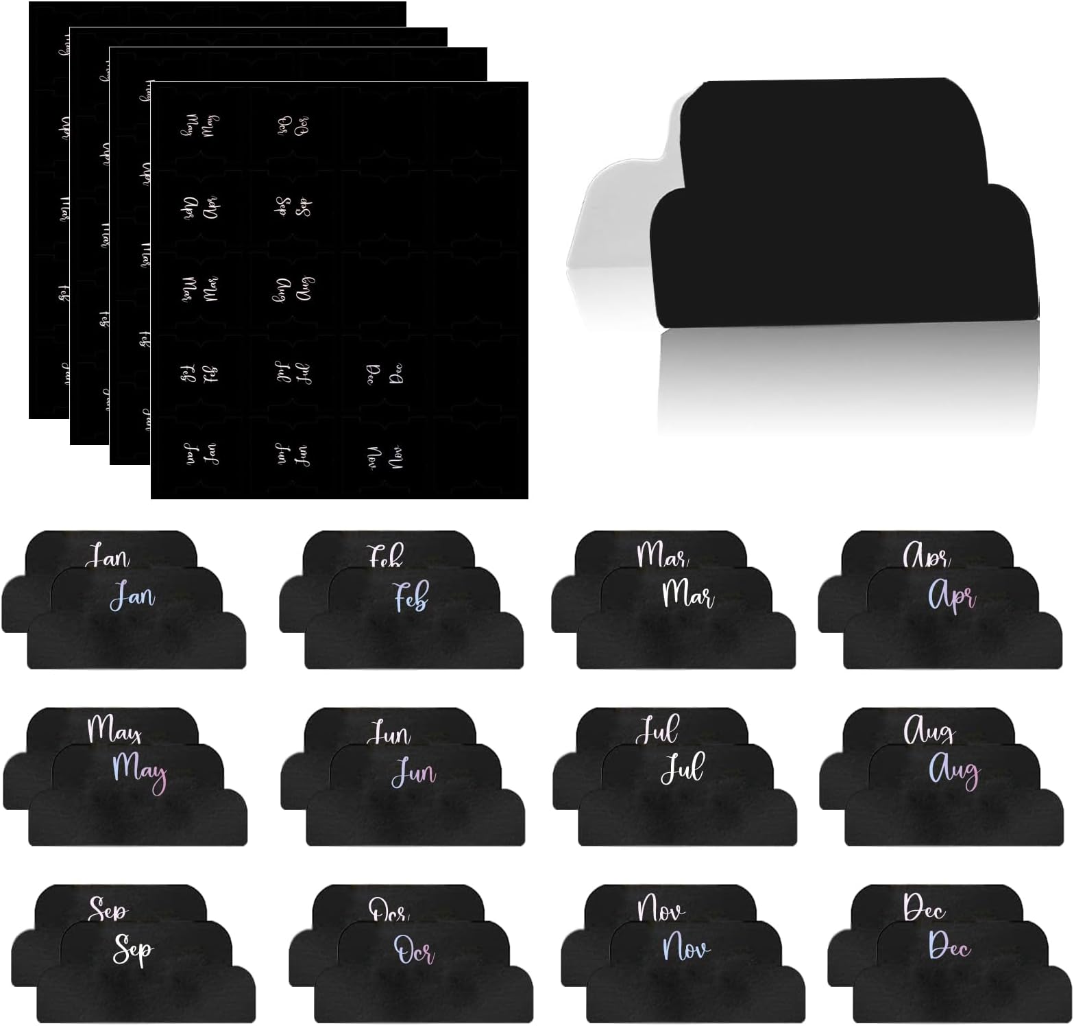 Amazon.com : 80 PCS Monthly Tabs Decorative Index Tab Monthly Adhesive ...