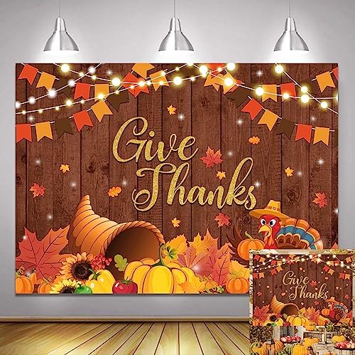 Amazon.com : Fall Thanksgiving Photography Backdrop Give Thanks Autumn ...