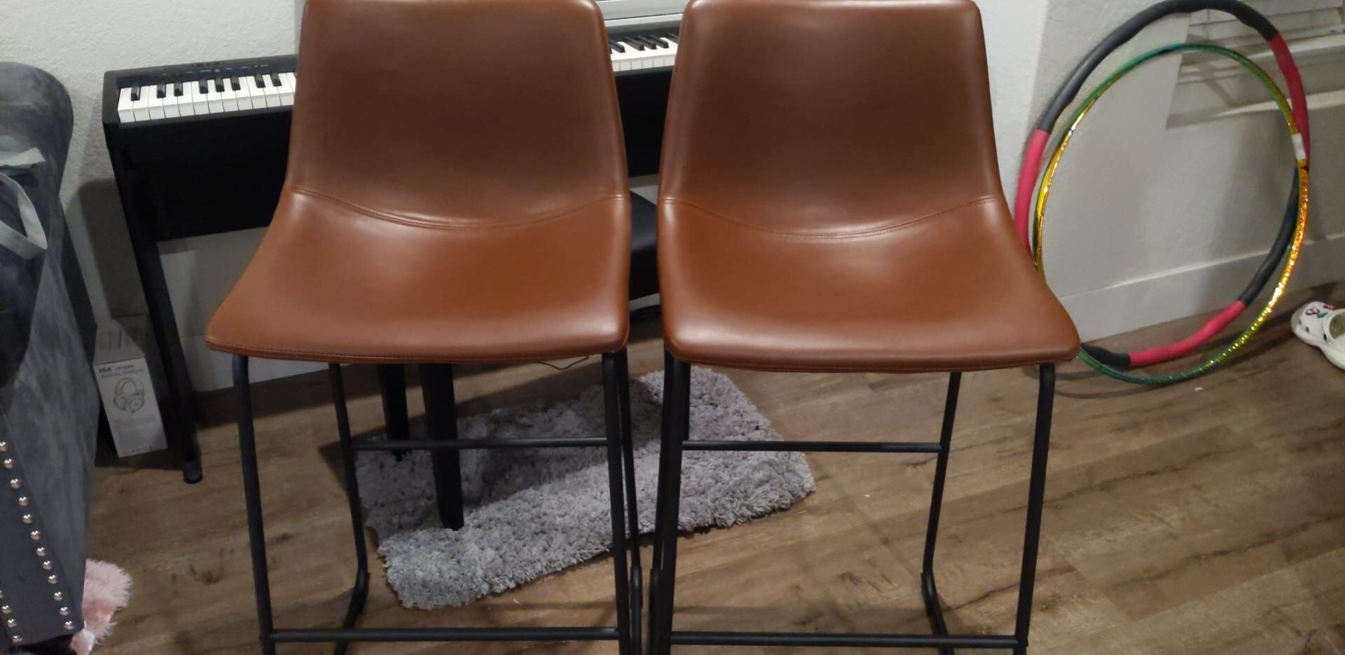 $22/mo - Finance NicBex Retro Bar Stools Crazy-Horse Leather with Metal ...