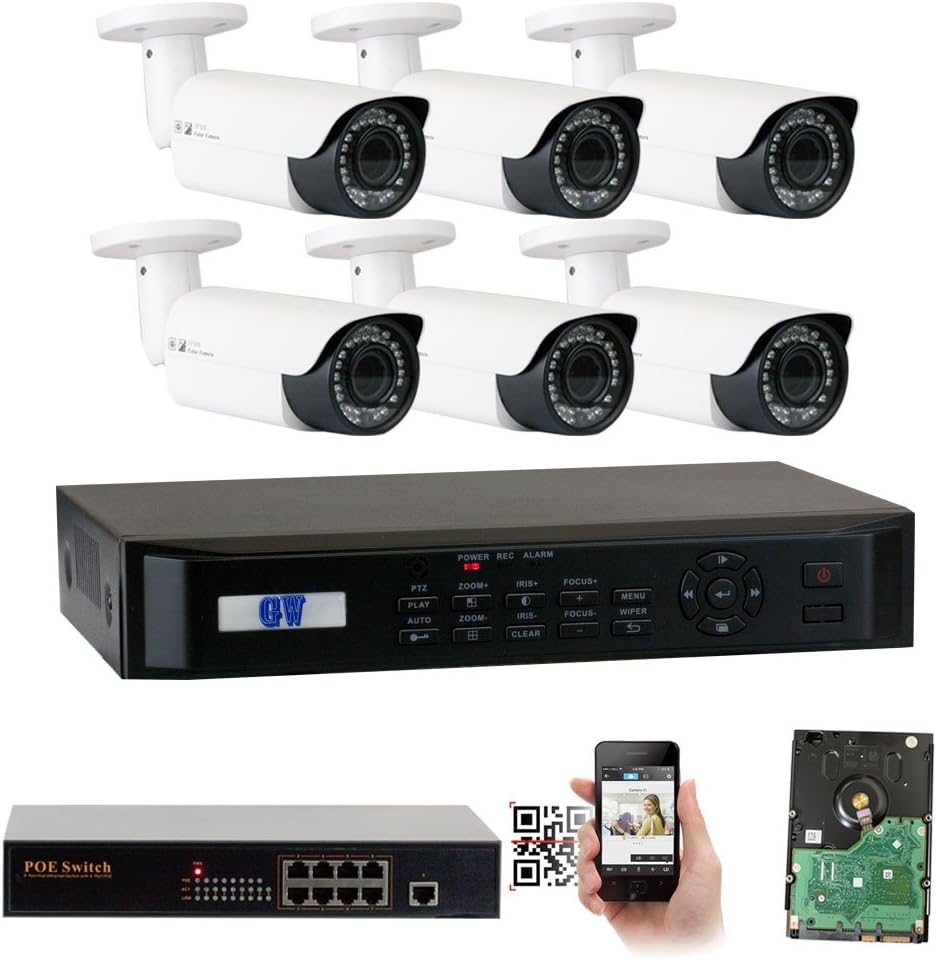 Amazon.com : GW Security VD8CH6C2037IPHD IP 9 Channel NVR Security ...
