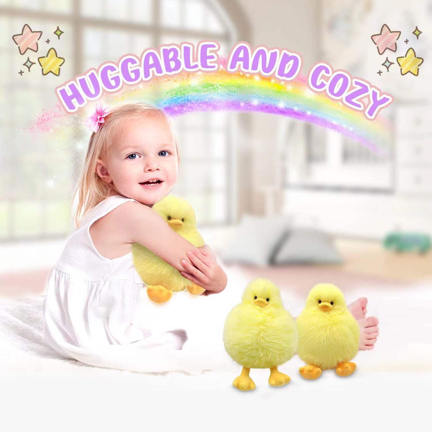 Snapklik.com : Fesmaro Yellow Fluffy Duck Plush - 14 Inches Of Cuddly Joy