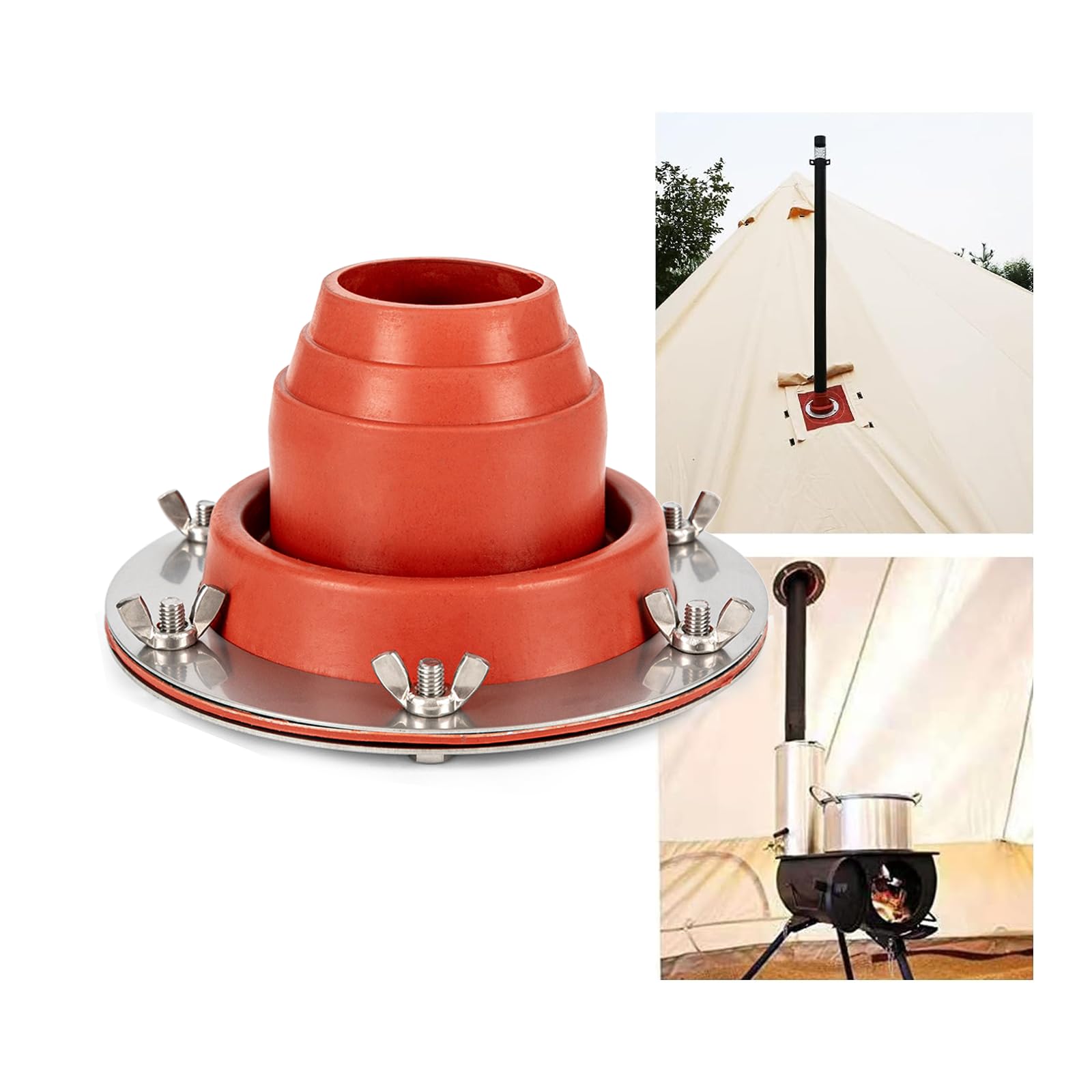 Amazon.com: Tent Stove Jack Kit, Bell Tent Flue Flashing High Temp ...