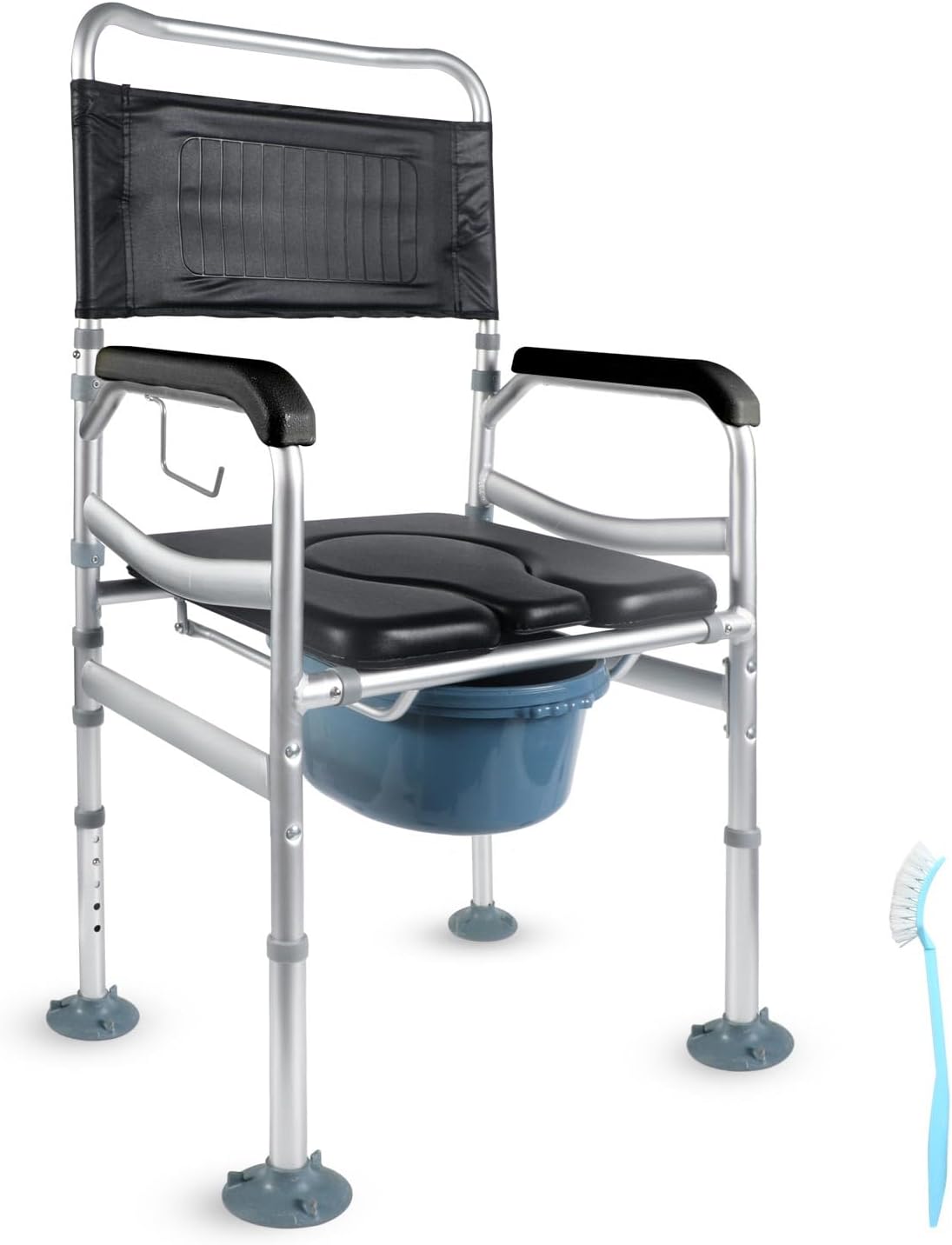 Amazon.com: 4 in 1 Folding Bedside Commode with Arms and Back, 350 lbs ...